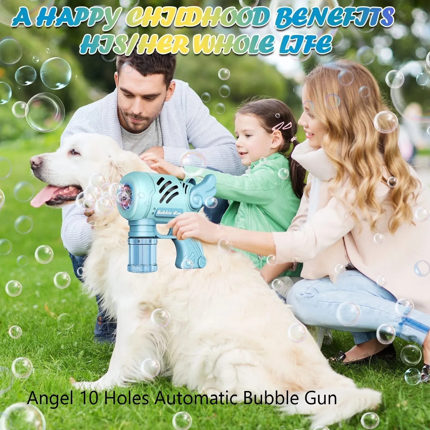 Tik Tok Popular Bubble Gun Angel 10 Holes Automatic Bubble Machine Toy Guns For Kids Outdoor ...