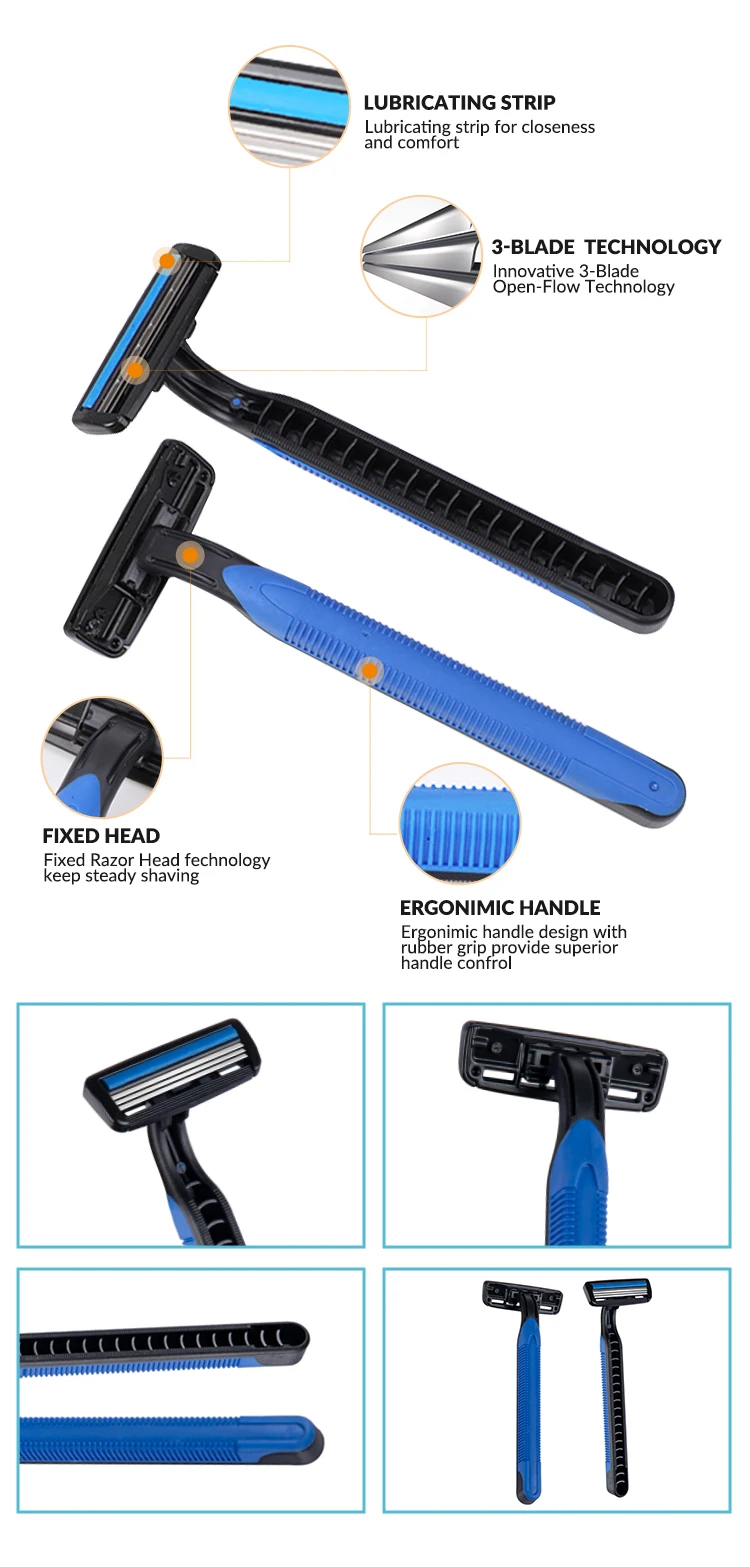 10pcs Disposable Shaver with Fixed Head 3 Blades Mens Shaving Razor ...