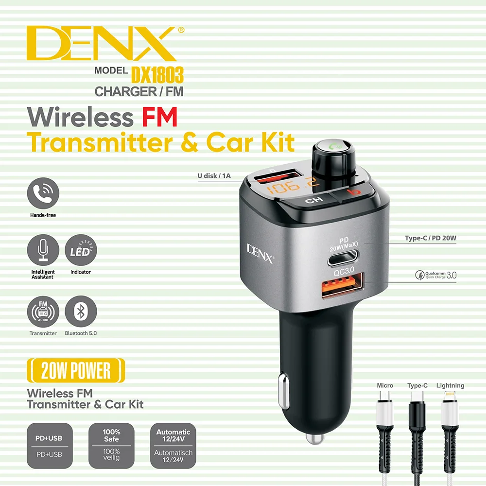 Denx Dx1803 Handsfree Call Stereo Music 20w Pd Fast Charging + Usb ...