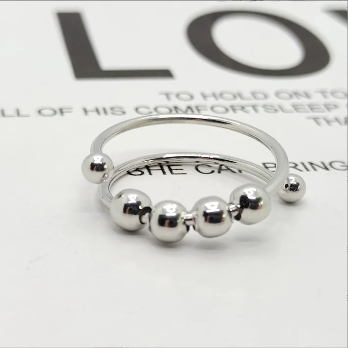 Wholesale Double Rotary Ball Pressure Relief Ring Jewelry Rings For Men And Women - Buy Double ...