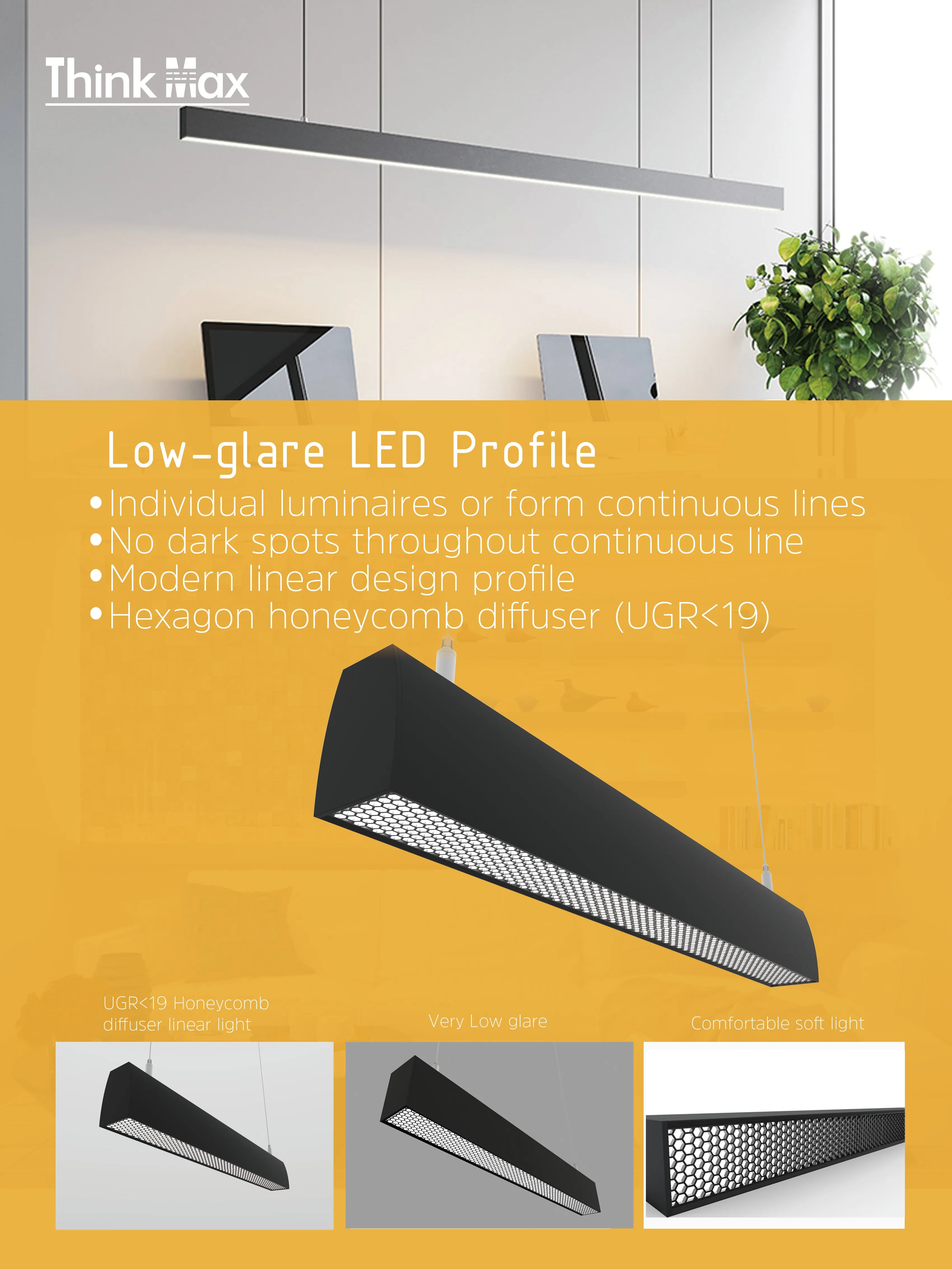 New Design Linkable Pendant Led Linear Office Light Anti Glare Ugr