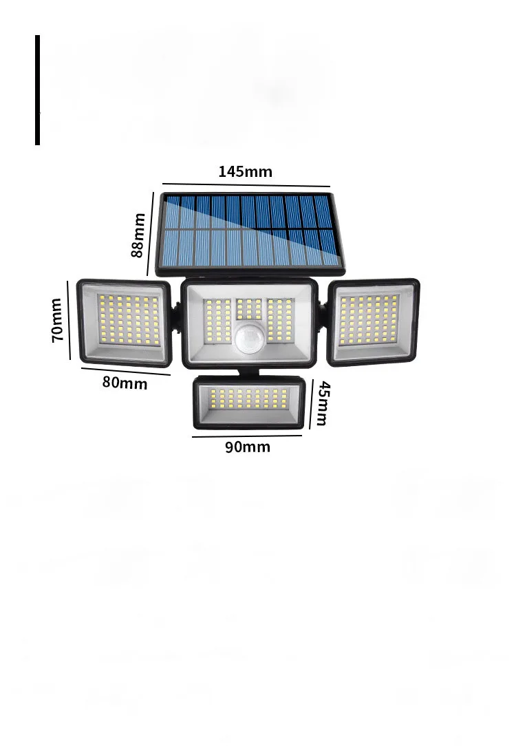 208 Led 4 Heads Adjustable Design Ip 65 Waterproof Outdoor Garden Solar ...