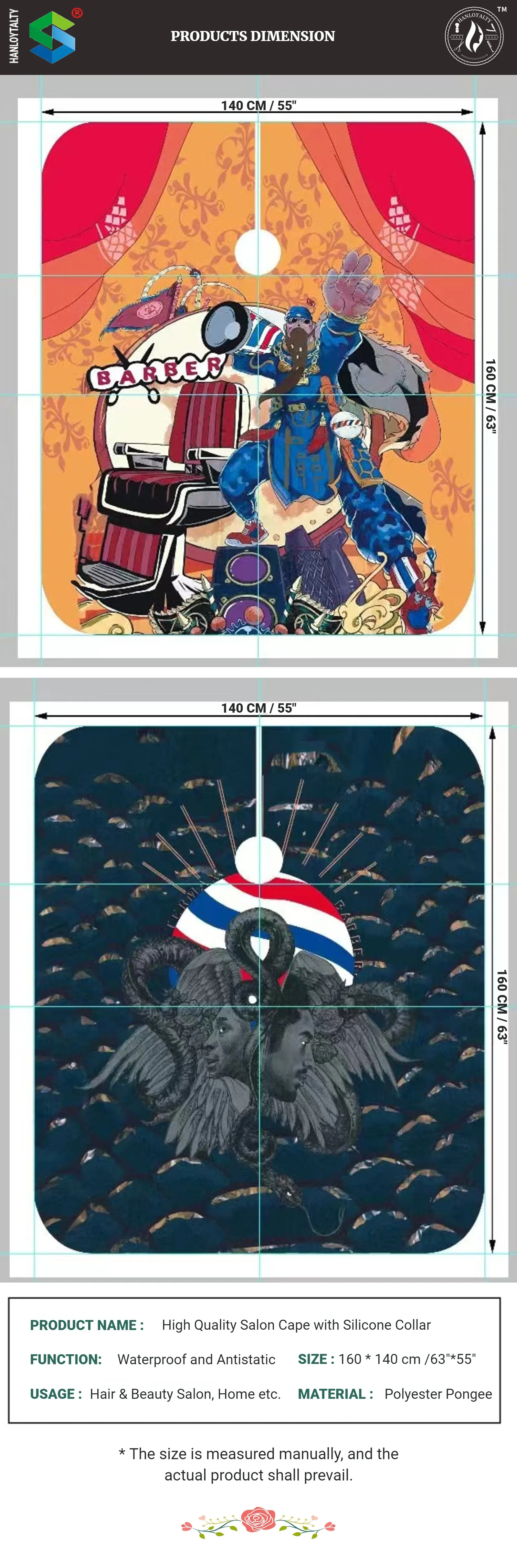 Hanloyalty New Mamba Patterns Hairdressing Salon Barber Cape Apron ...