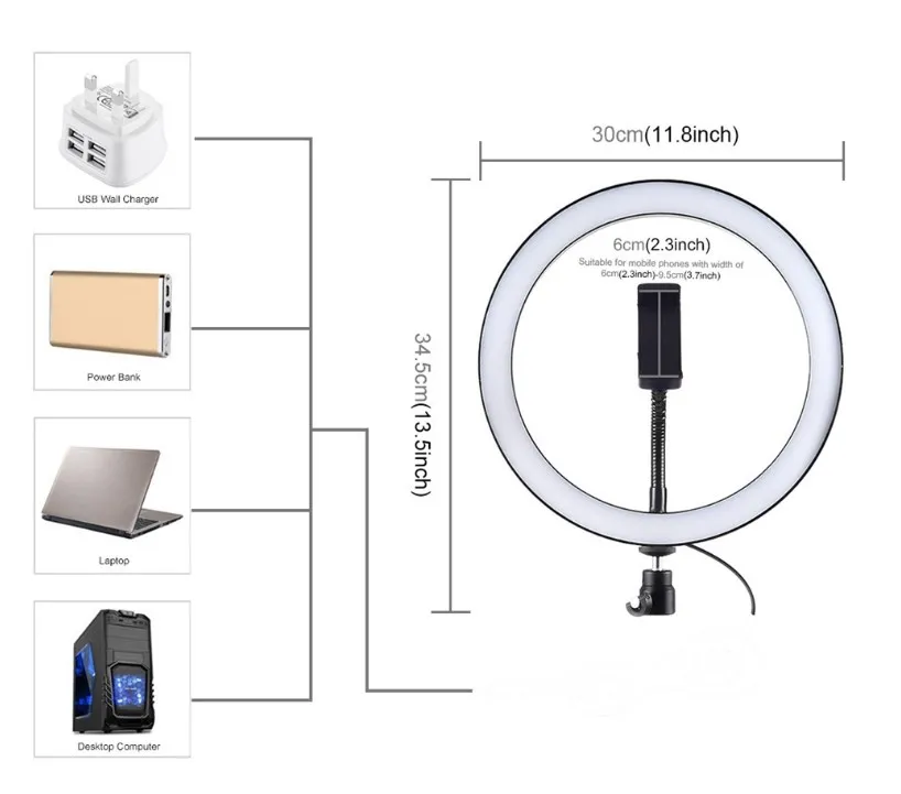 Professional Live Show Tiktok Ring Fill Light Lamp With Tripod Stand Photo Studio Selfie Led ...