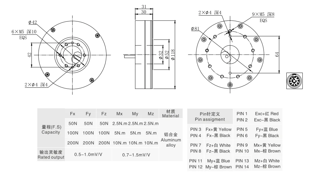 6 Axis Force/torque Sensor X-6a-d118-h31 Torque Gauge Digital Sensors - Buy Torque Gauge Digital ...