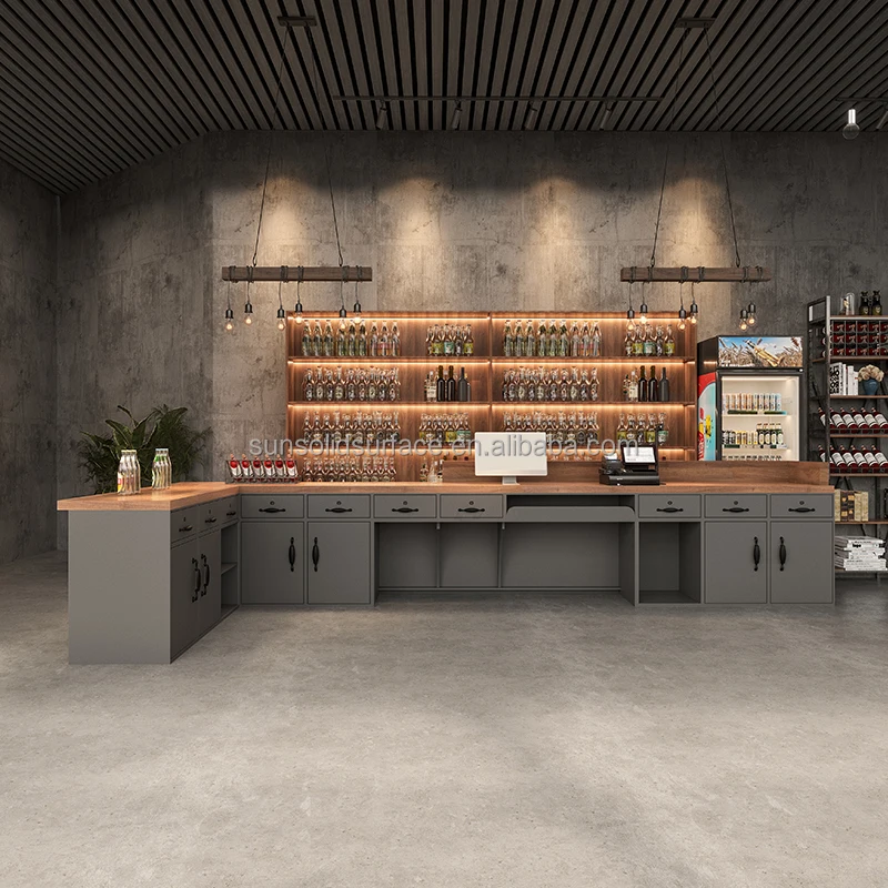 Luxury Design LED Artificial Quartz Stone Slab Bar Counters