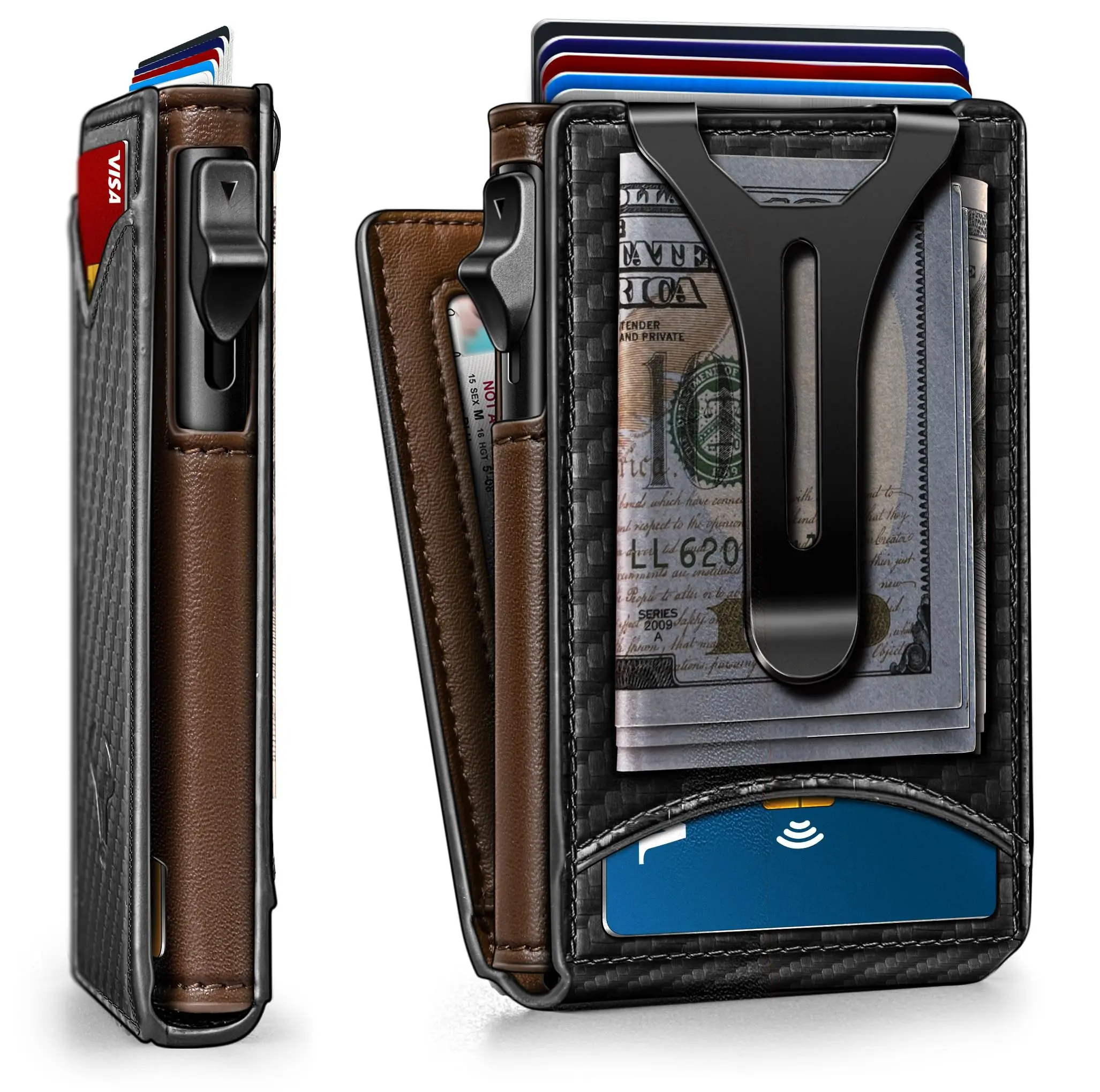 Men's Slim Metal Aluminum Wallet Minimalist Design Rfid Blocking Pop-up ...