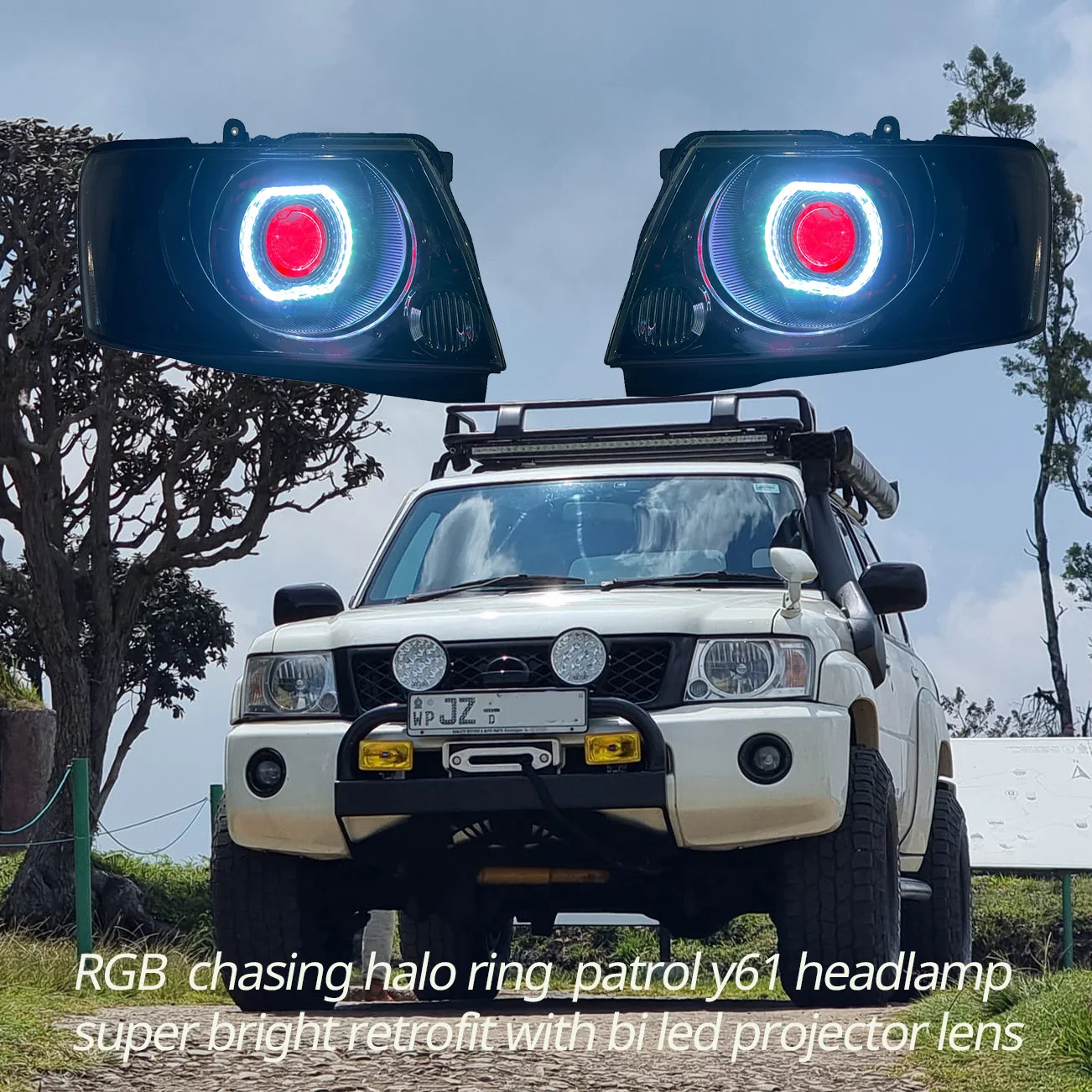 RGB Honeycomb C Type Headlight Bi-Led Projector Lens for Nissan Patrol ...