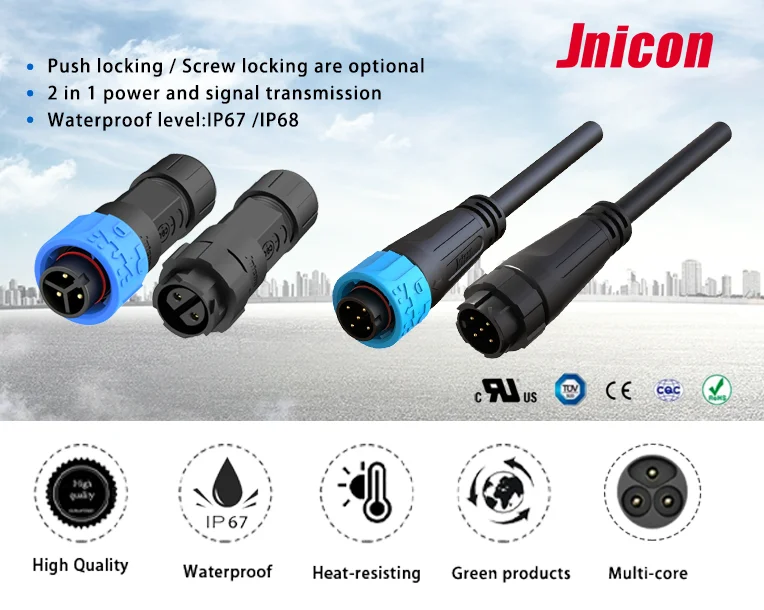 Jnicon M16 2 Pin Connector Quick Push Lock Waterproof Connector Ip67 ...