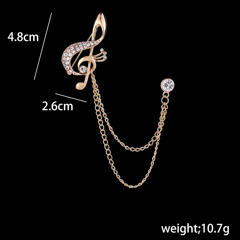 Chic Music Brooch Lapel Pin Chain For Men Suit Tassel Collar Chains For ...