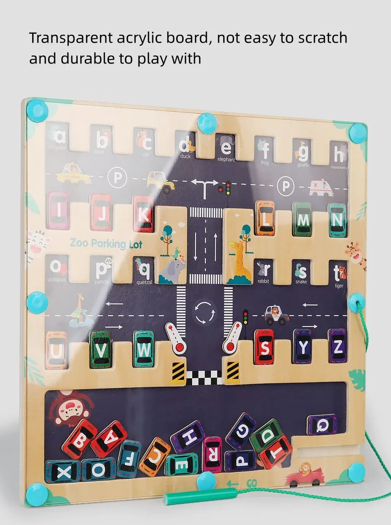 Children Learning Alphabet Letter Matching Cognitive Game Wooden Car ...