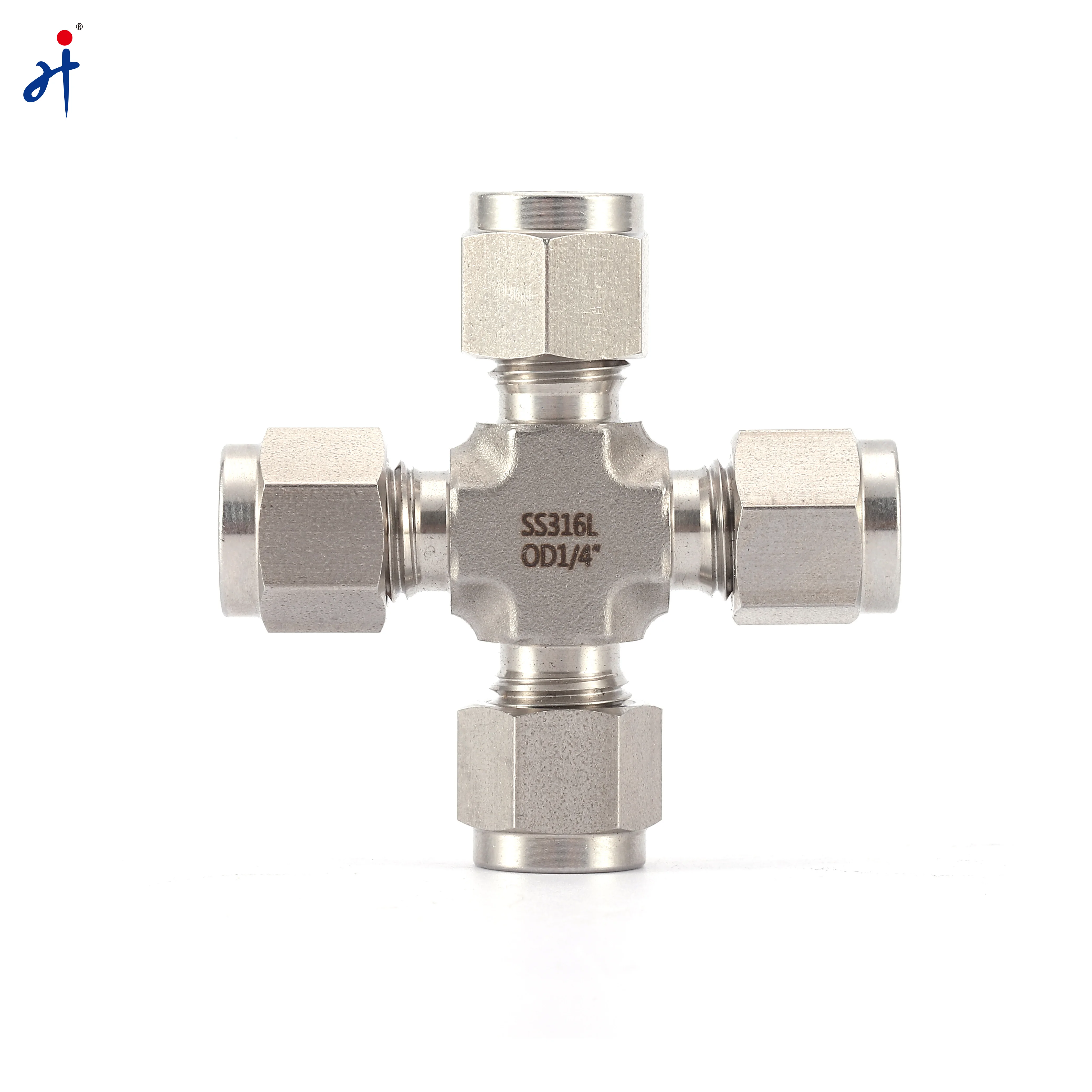 Stainless Steel 316 Compression Double Ferrules Tube Fittings 4-Way ...