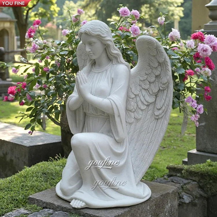 Western Marble Stone Angel Wings Headstone Monument Tombstone