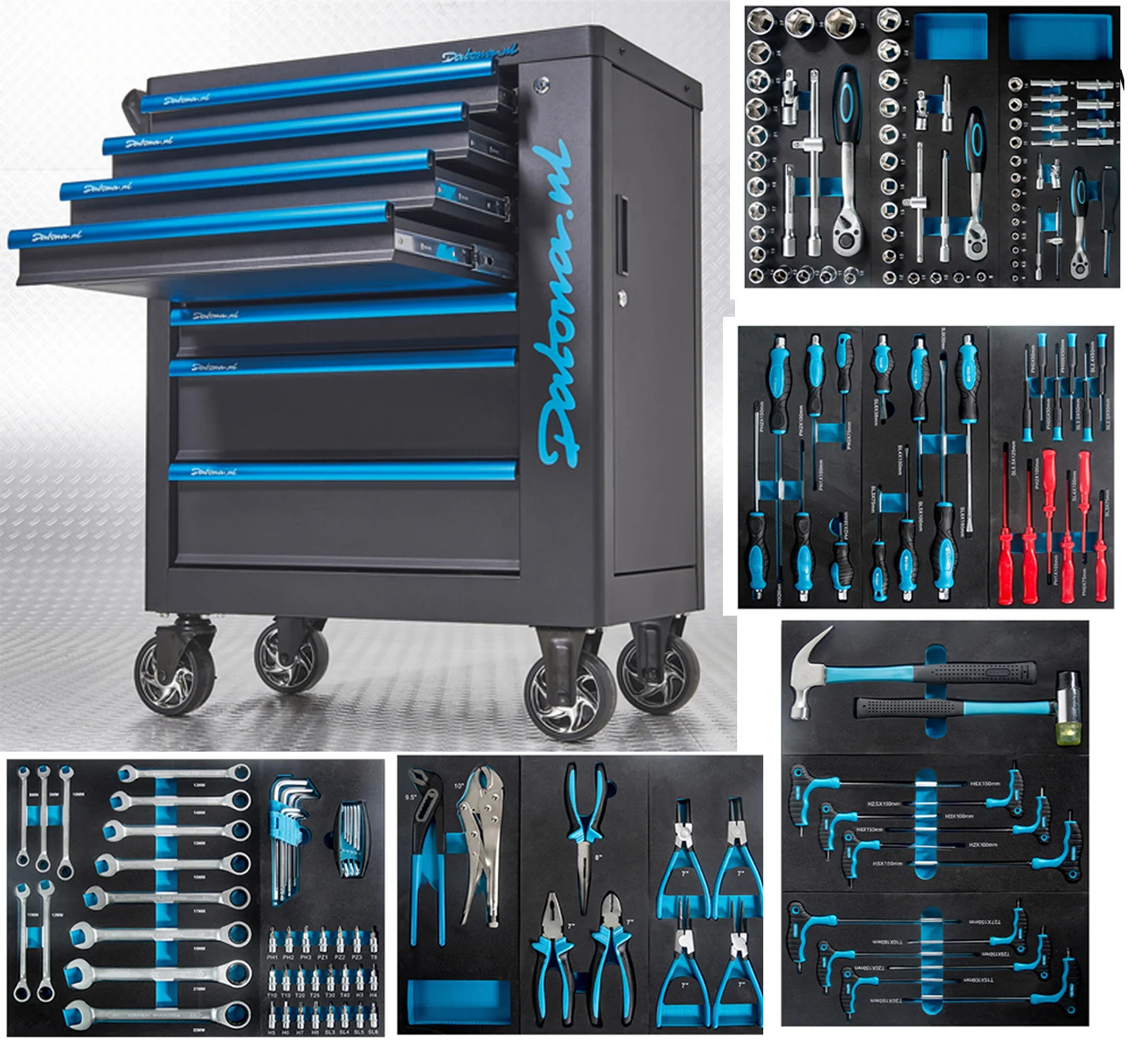 Steel 7 Drawers Tool Cabinet Workshop Tool Trolley And Box With Hand ...