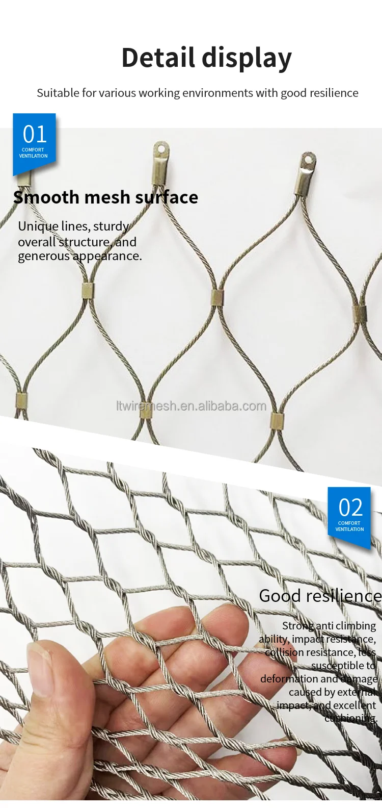 Stainless Steel Wire Rope Mesh Net Bridge Railing Mesh Plant Climbing ...