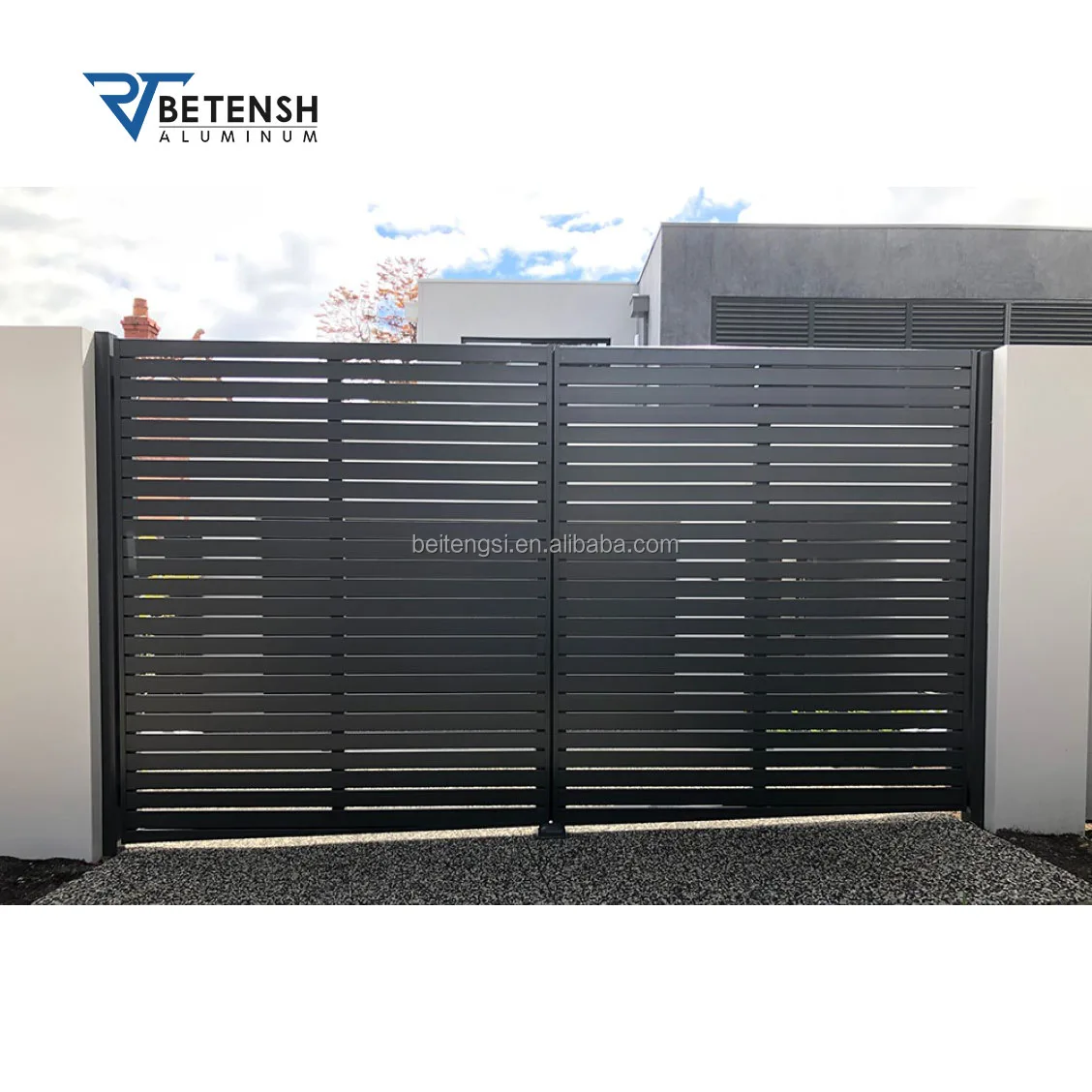 Aluminum Slat Fence Gate Aluminum Louver Gate Sliding Louver Driveway ...