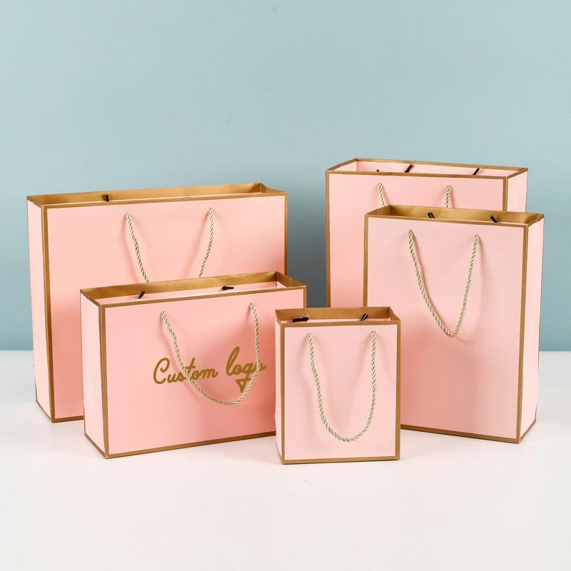 Luxury Premium Pink Craft Paper Bags Packaging Recyclable Custom ...
