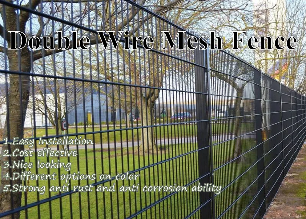 Black Powder Coated Welded Roll Double Loop Circle Wire Mesh Fence 6/5 ...