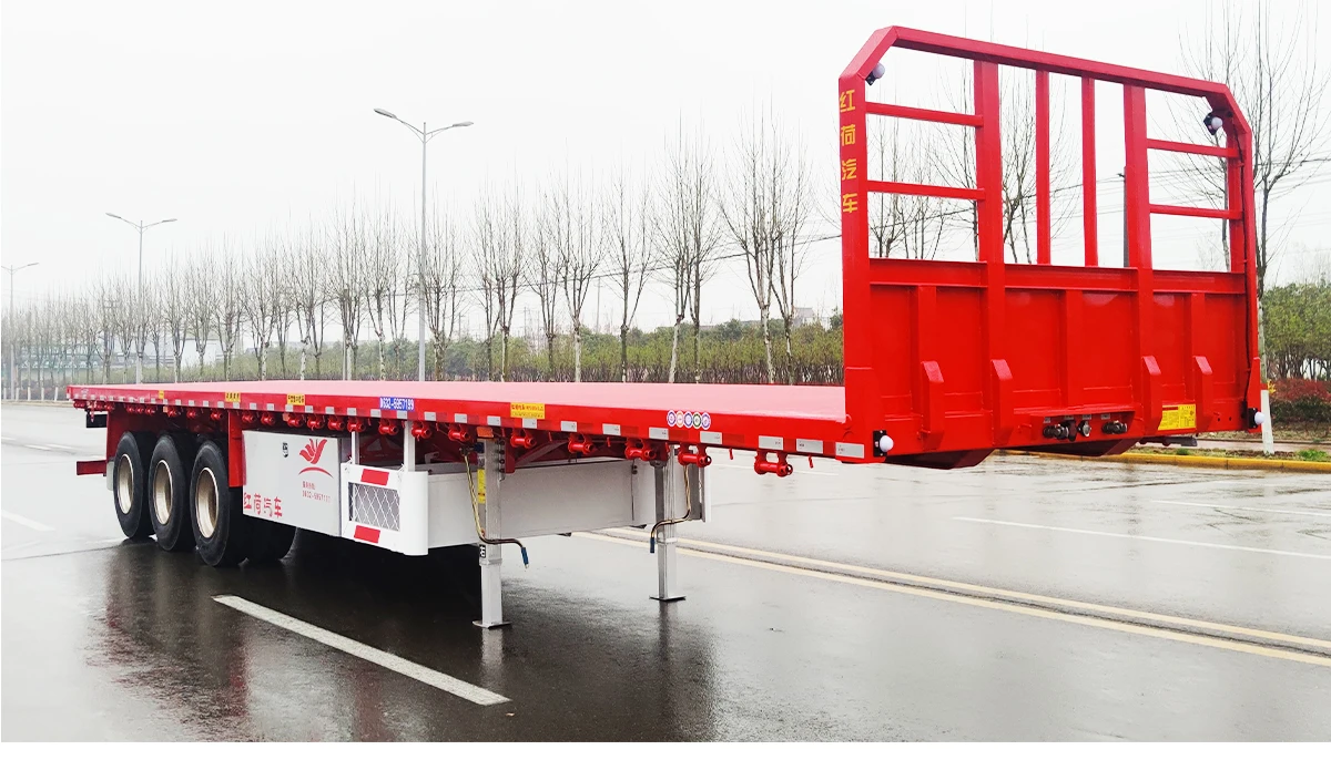 20ft 40ft Flatbed And Container Carrier Semi Trailer Platform Semi ...