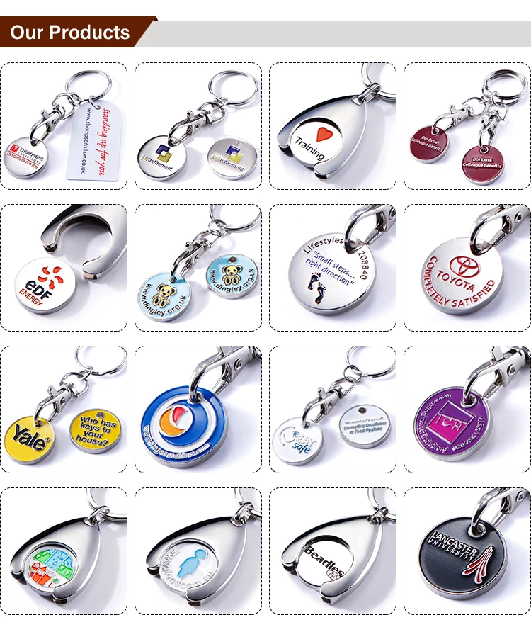 Design Logo Diy Shopping Trolley Tokens Decorative Hook Keyrings ...