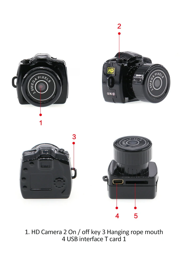 Tiny Mini Camera - HD Video Audio Recorder Y2000 Camcorder