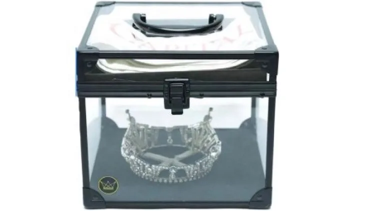 Custom Clear Crown Case With Sash Tray Private Label Pageant Crown ...