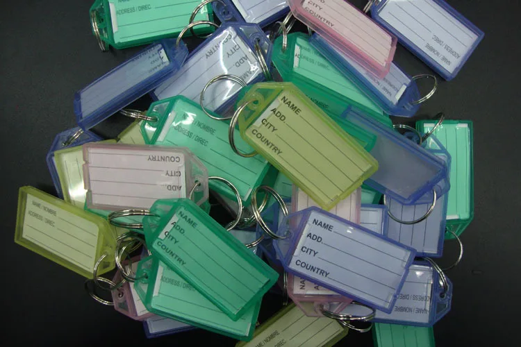 Plastic Key Chain Tags in 5 Assorted Colors - Customizable