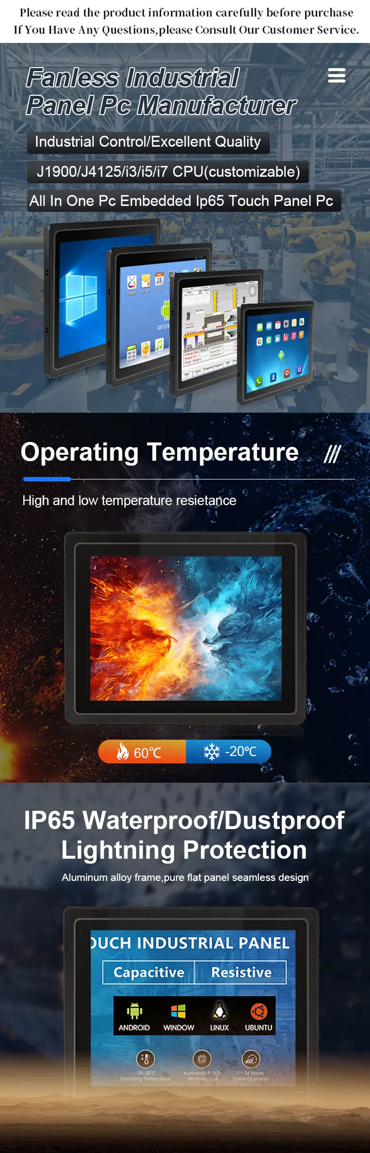 Industrial Monitor Industrial Embedded Pc Panel Touch Screen 2 In One ...