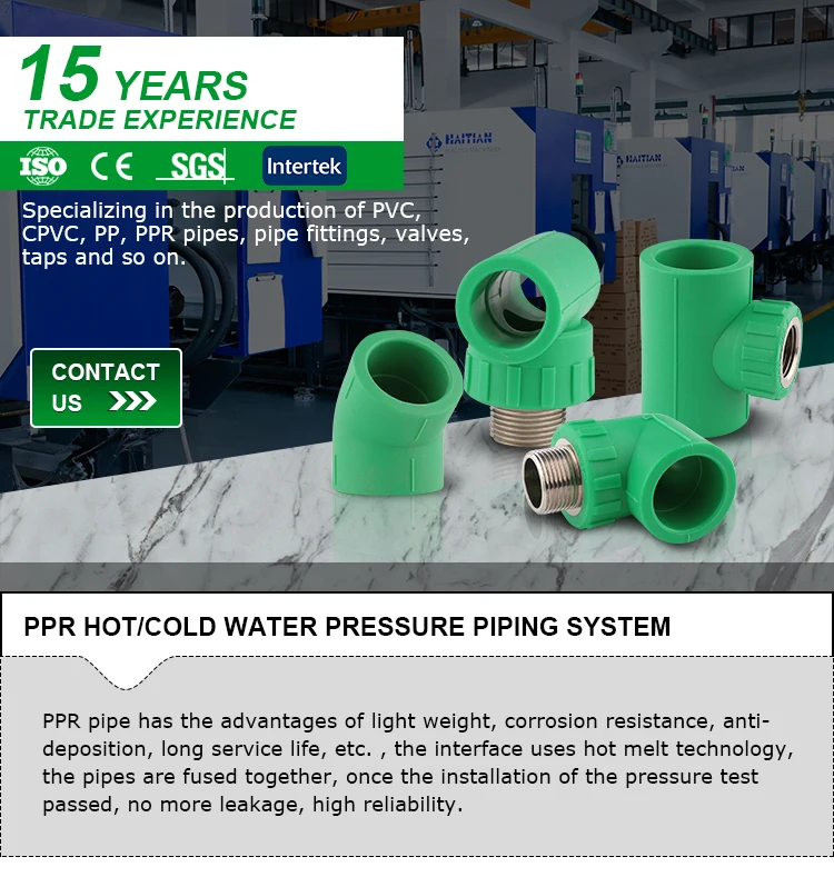 White And Green Pn12.5/16/20/25 Full Size Pure-plastic Ppr Fittings Pipe Plastic Ppr Tube Ppr ...