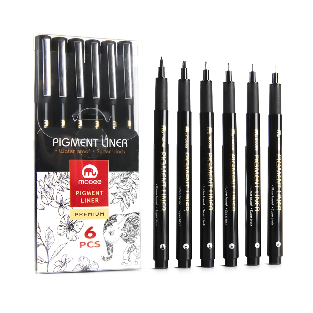 Multiline Black Needle Point Sketch Marker Calligraphy Pens 6 Pieces ...