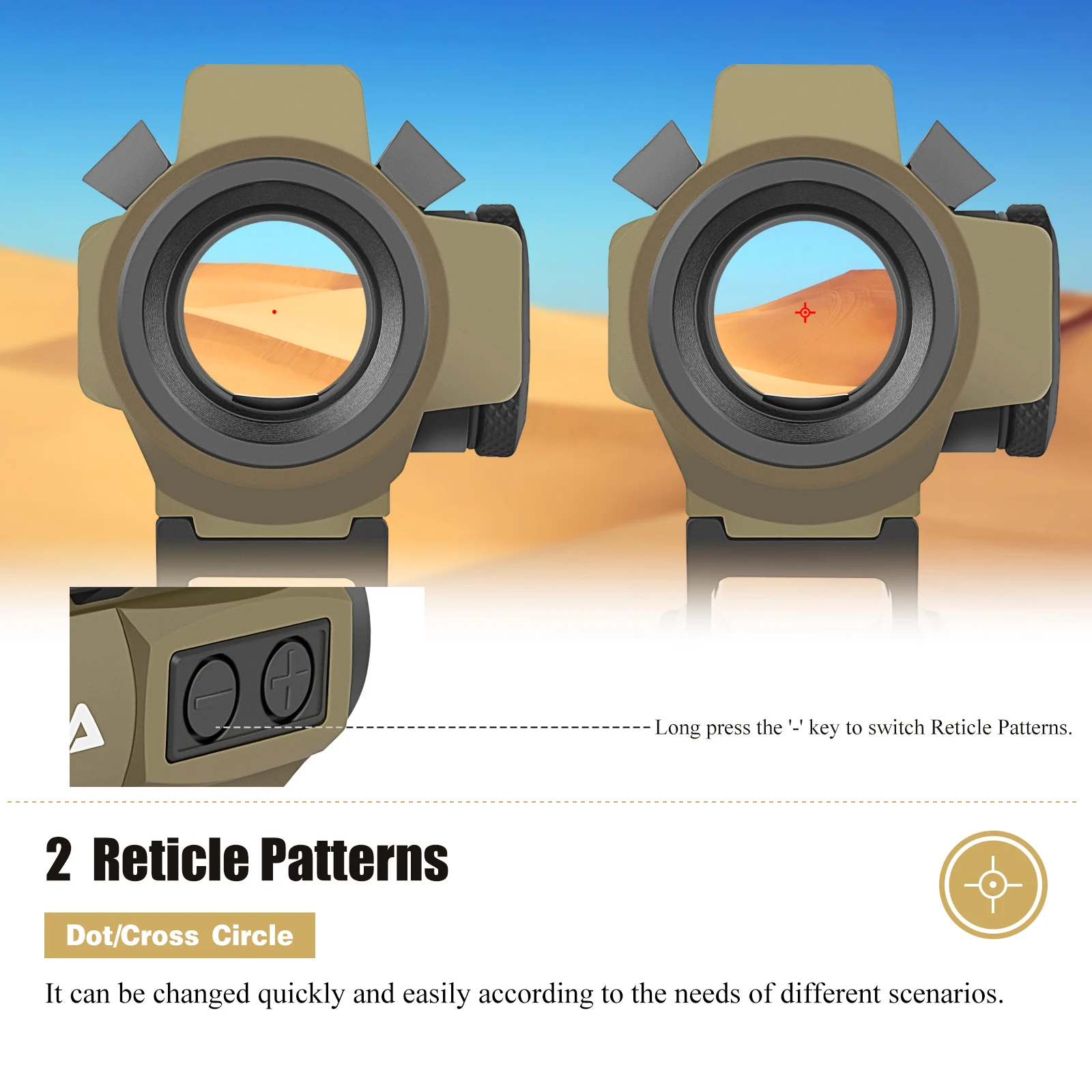 SPINA OTCIS Solar Energy Waterproof Tan Red Dot Sight Scope