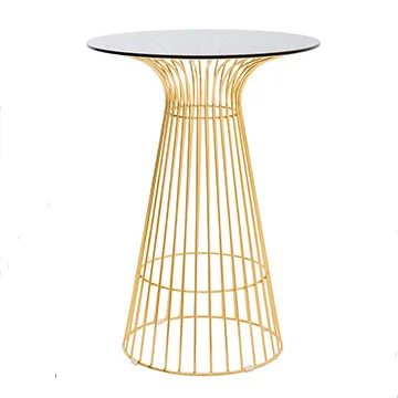 Gold Wire Cocktail Table with Glass Top - Modern Bar Furniture