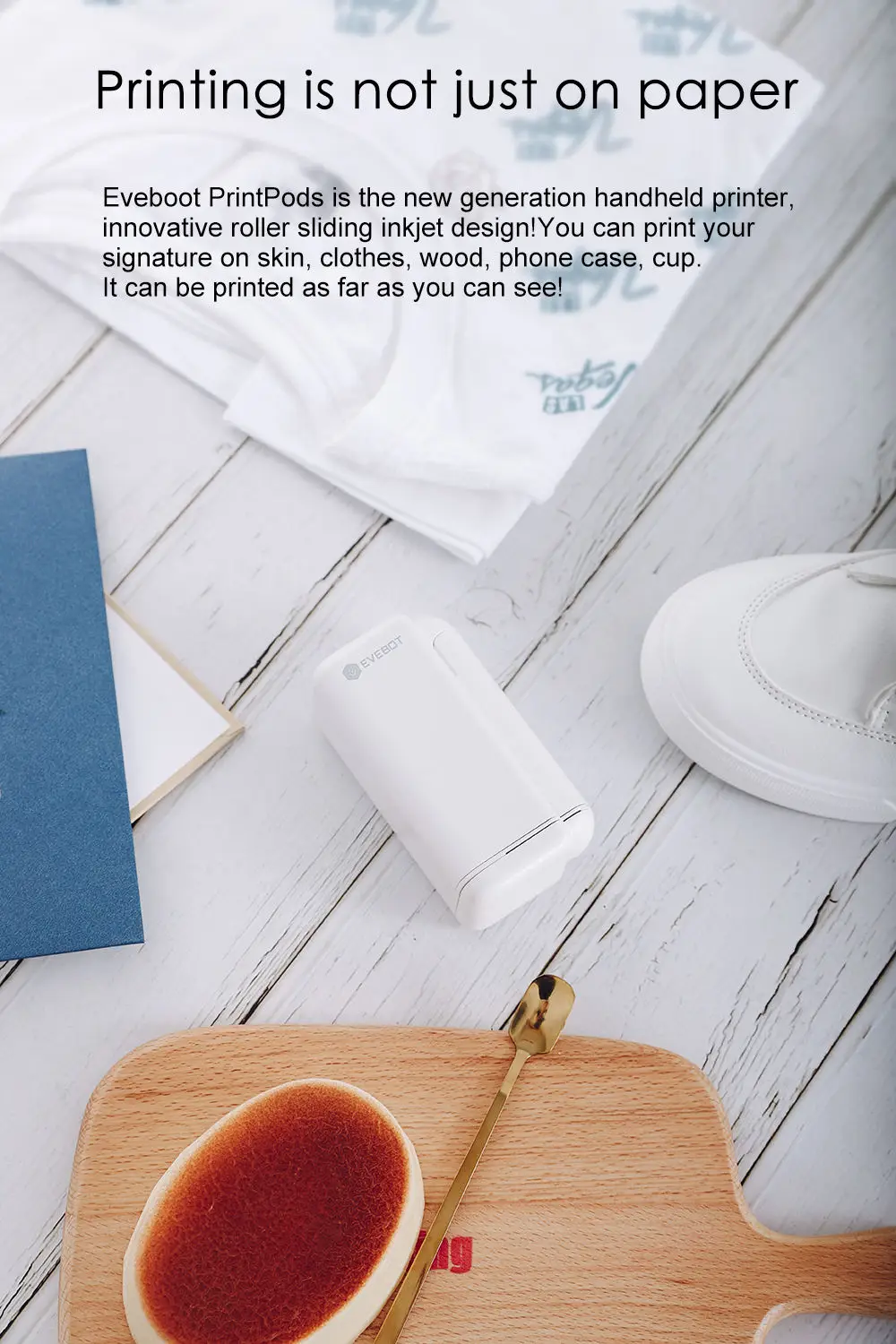 EVEBOT Printpods - Handheld Inkjet Printer for Logo Custom