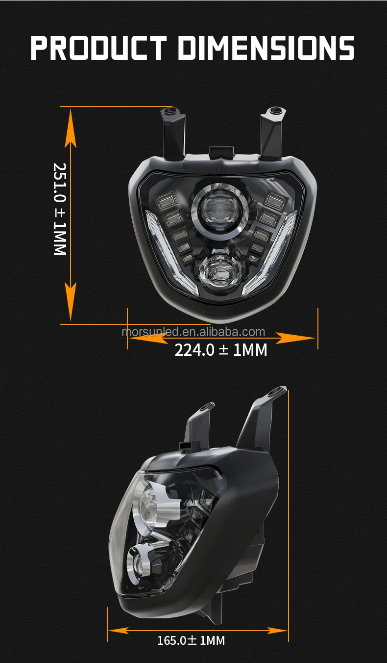 Projector Led Headlight with halo for Yamaha FZ07 MT07 2015 -2017 ...