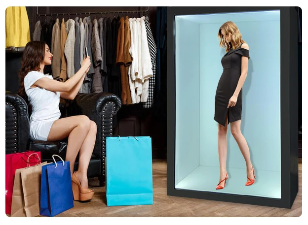 86 Inch Human Size Interactive 3d Hologram Box Transparent Lcd Showcase ...