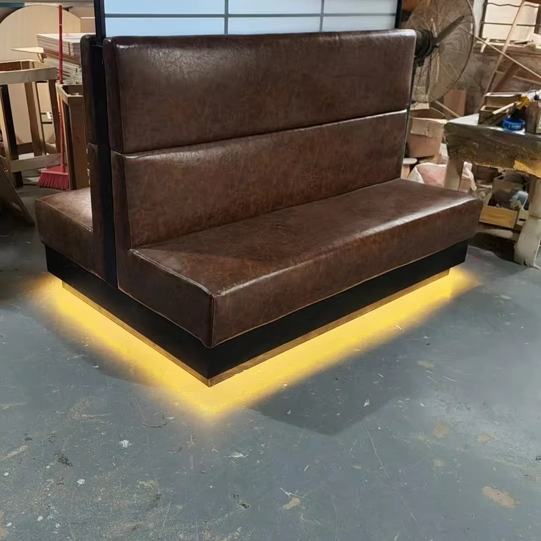 Canada high back restaurant booth sectional sofa button tufted leather ...