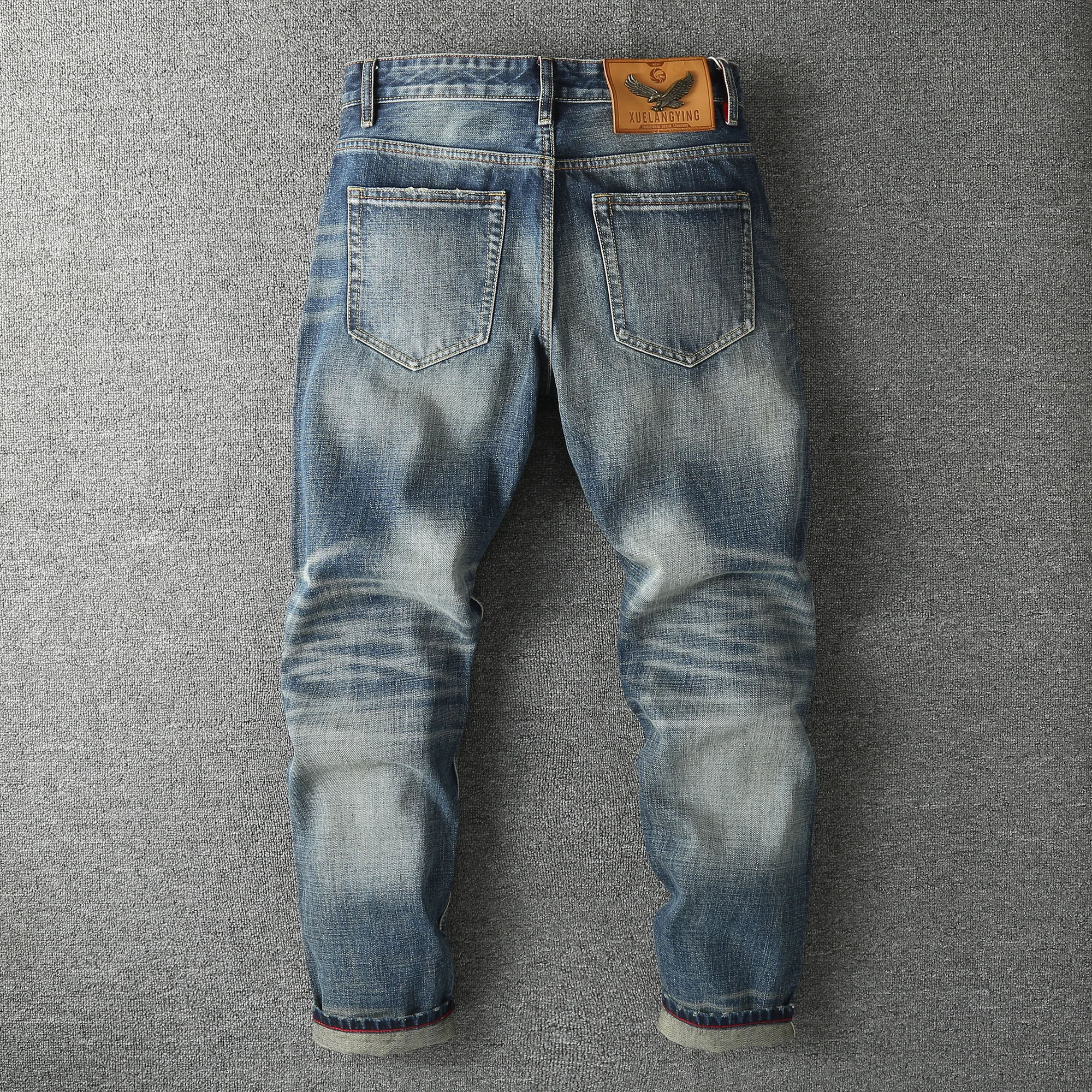 Custom Distressed Easy Wash Stonewashed Streetwear Hip Hop Male Slim ...