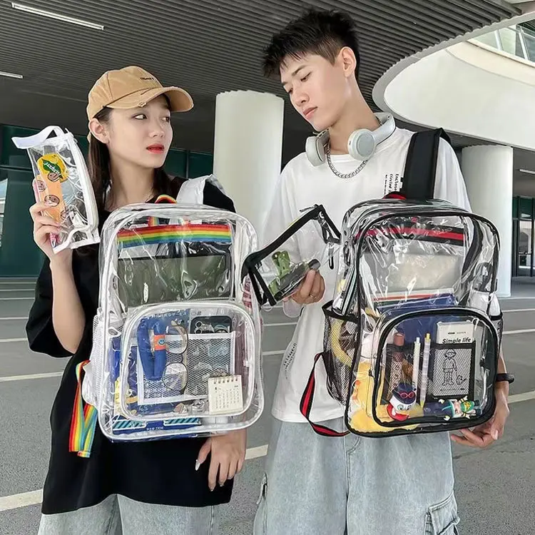 Customised School Bags Cute Pink Travel Shoulder Bagpack Transparent ...