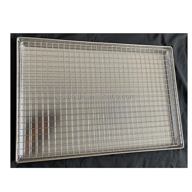 Stainless Steel Grill Oven Tray Bbq Wire Mesh Rack Grids Frying Tray ...