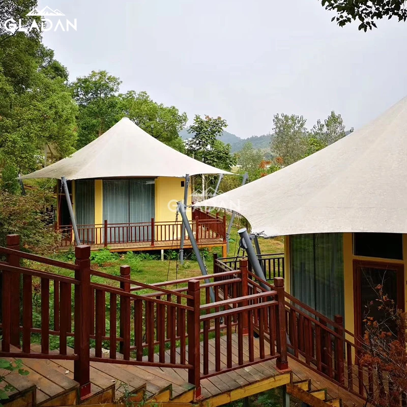 Backyard Hotel Tent Wooden Glamping Tent Luxury Family Camping Hotel ...