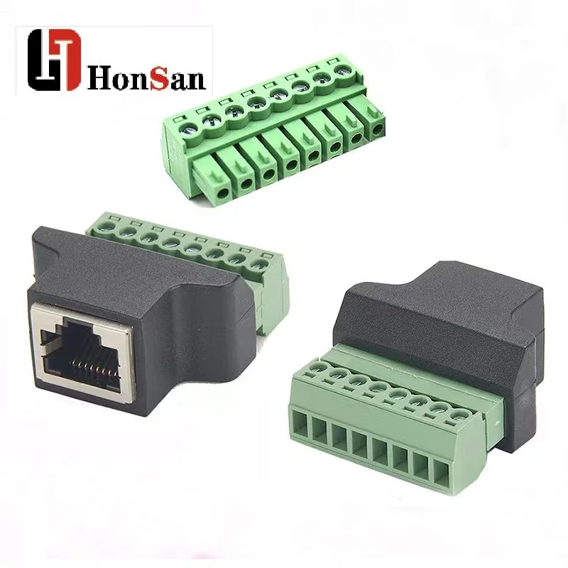8 Pin Connector Ethernet Cable - RJ45 Female to Screw Terminal Adapter