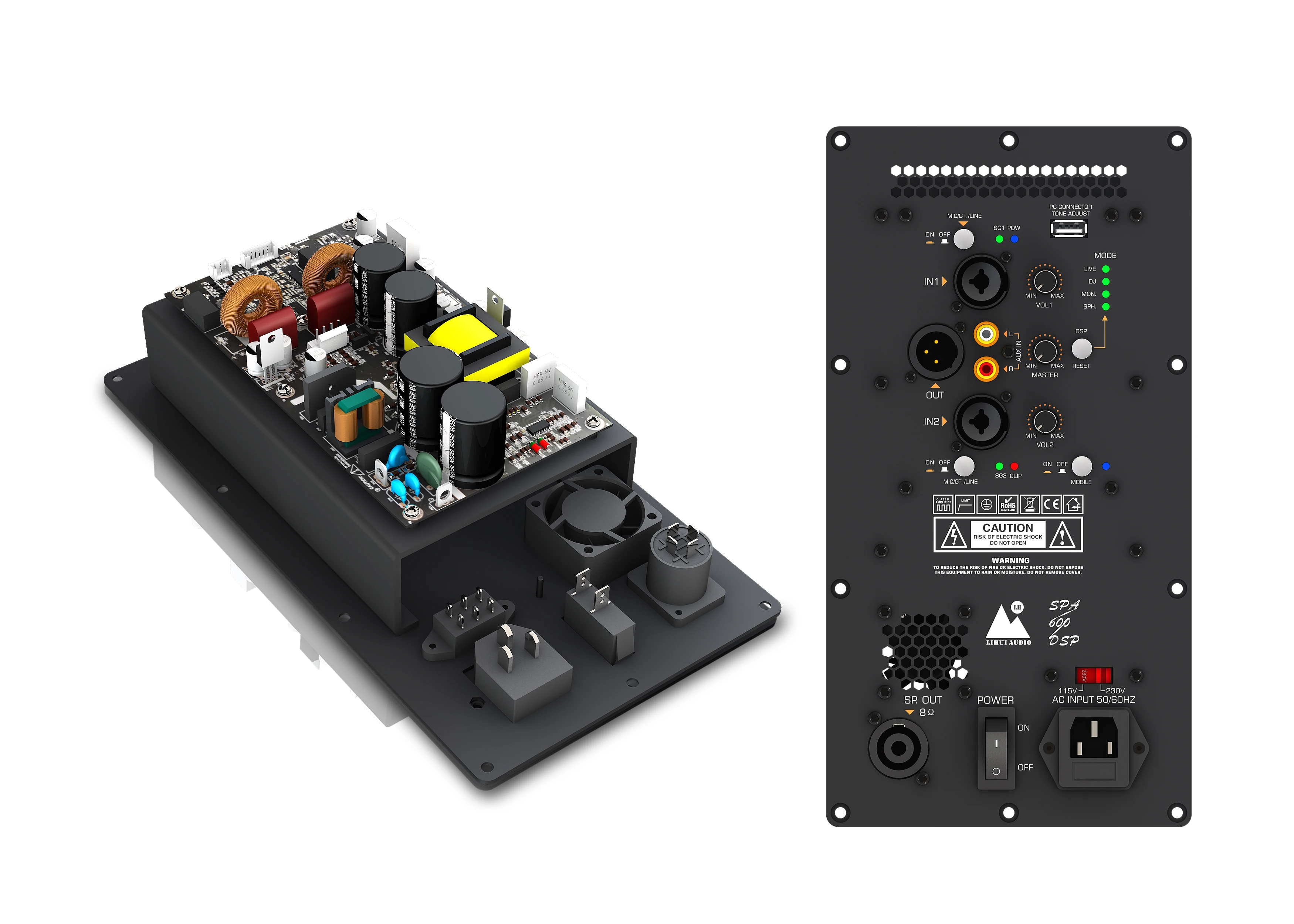 Lihui Class D Subwoofer Amplifier Module With Dsp