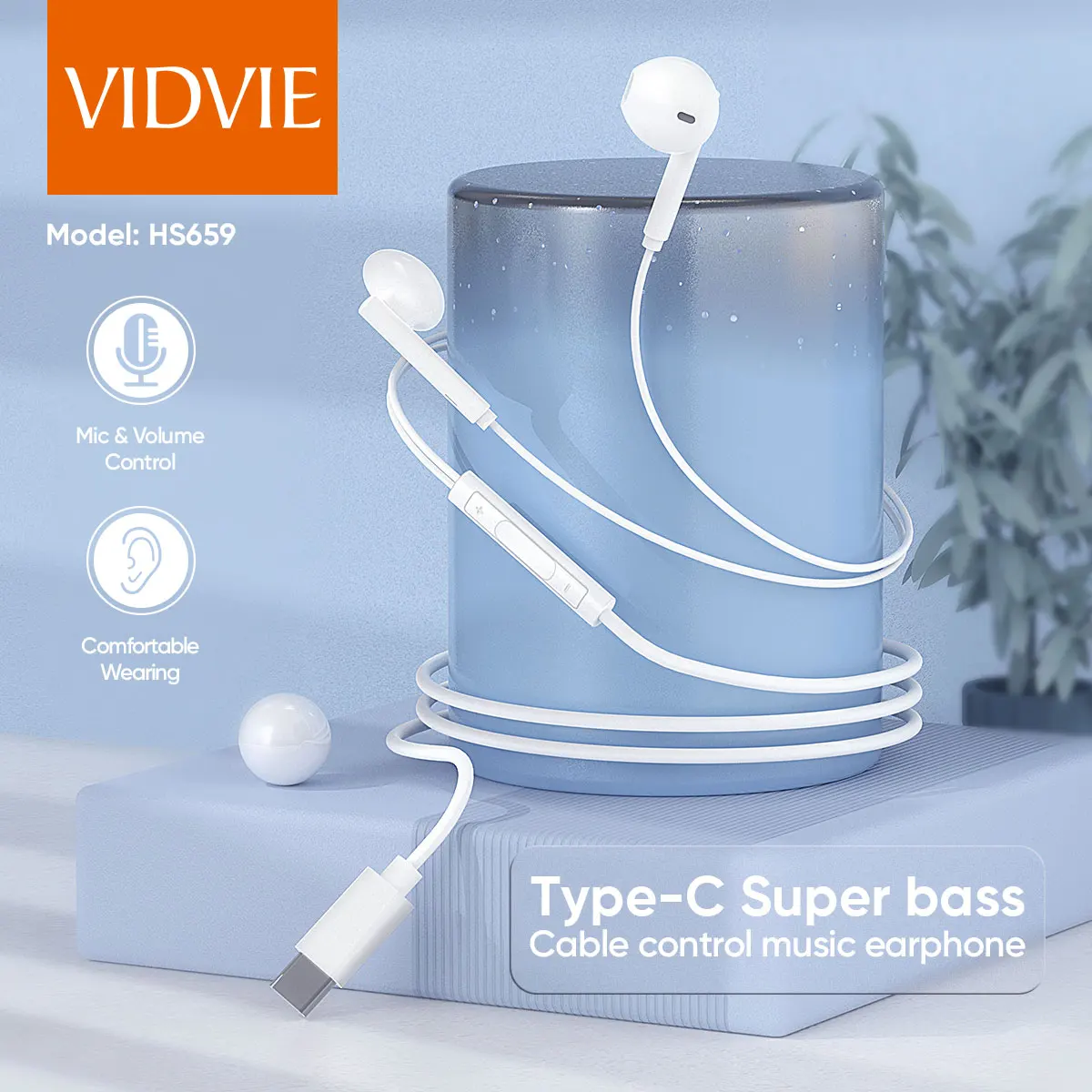 VIDVIE Stereo Real Android Digital USB Type C Handsfree Earphone
