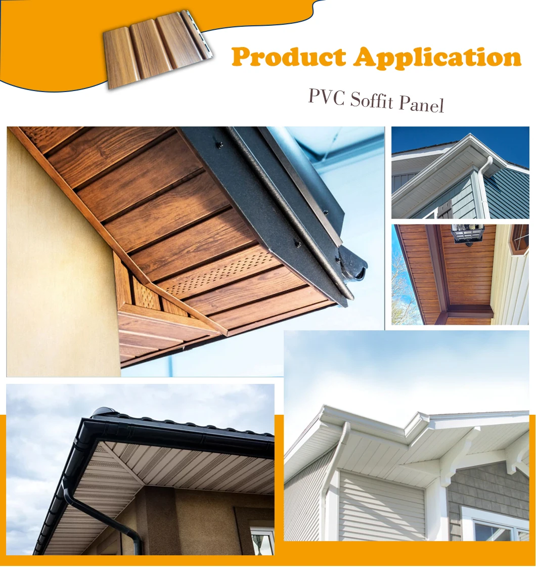 Modern Fireproof Waterproof Exterior Wood Laminated PVC Vinyl Soffit ...