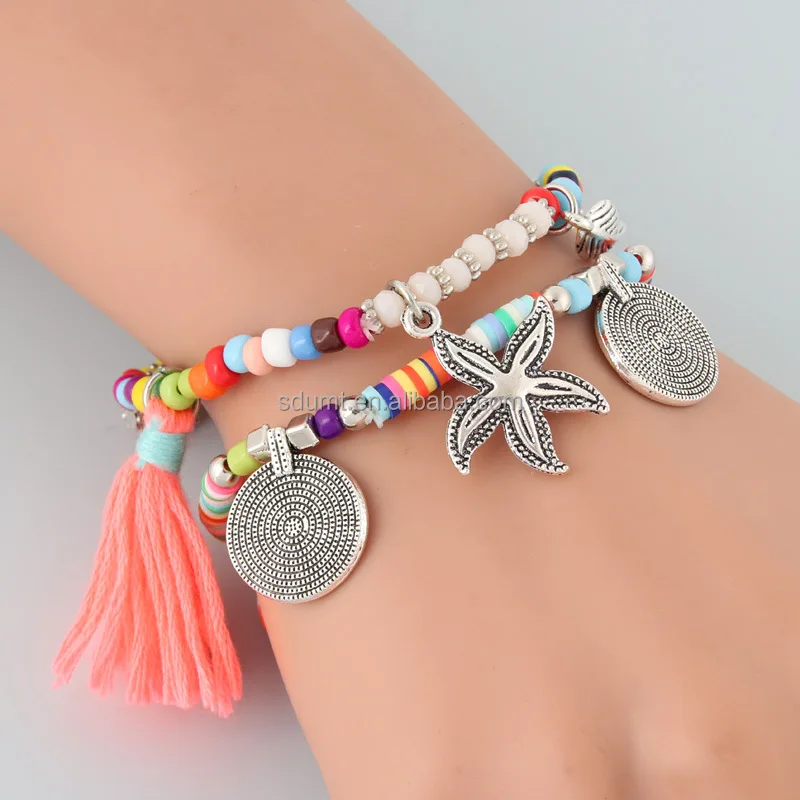 Women Fashion Colored Beaded Jewelry Accessories Bracelet Bohemian ...