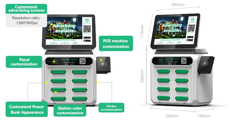 Mobile Cell Phone Charging Station Shared Power Bank With Screen And ...