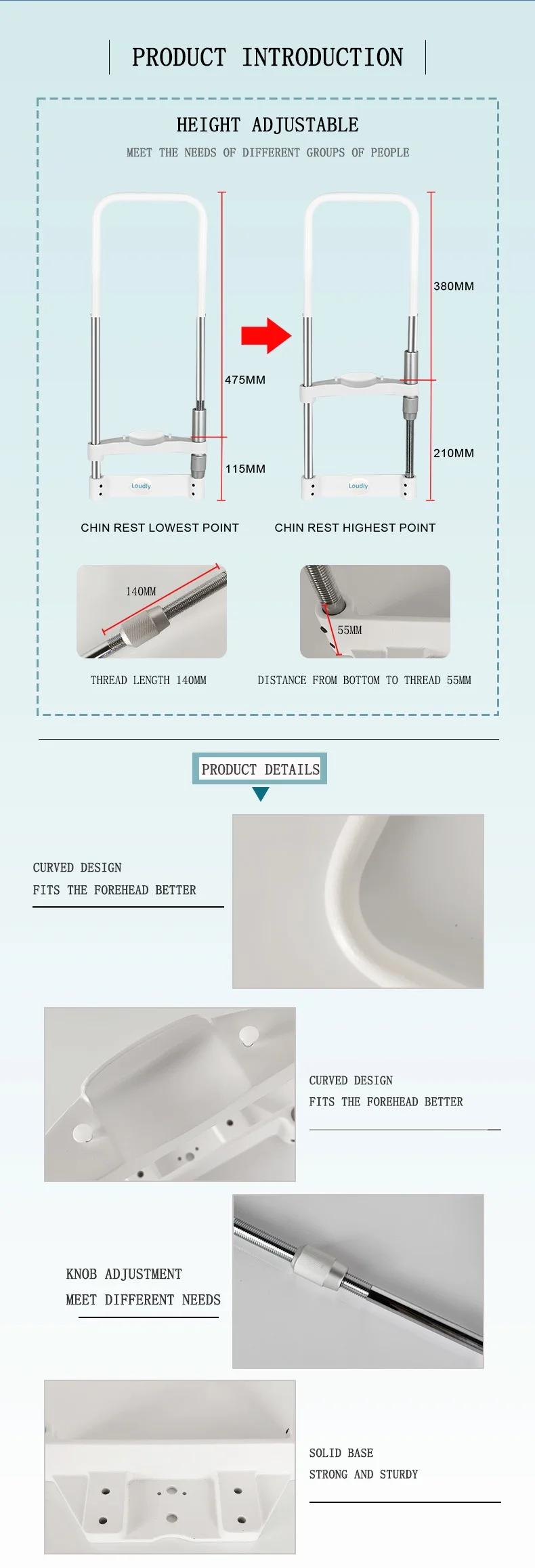 Ophthalmic Instrument Chin Rest Forehead Bracket Set CR-9