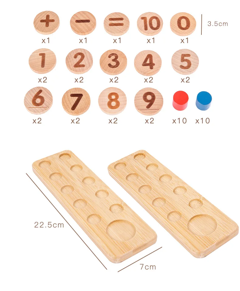 Montessori Learning & Education Toys Peg Number Boards Wooden Number ...