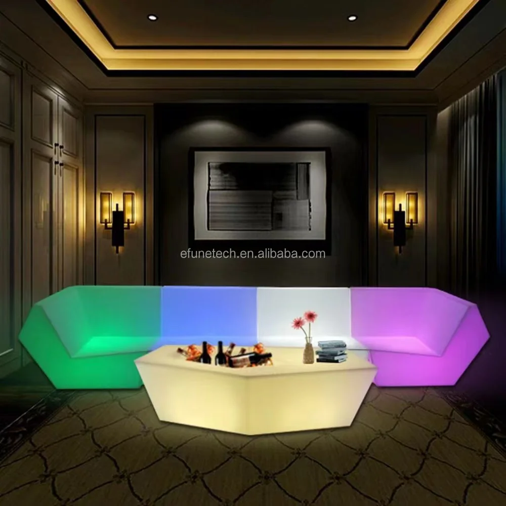Modern Plastic Sofa Set Furniture Outdoor Rgb Color Changing Salon ...