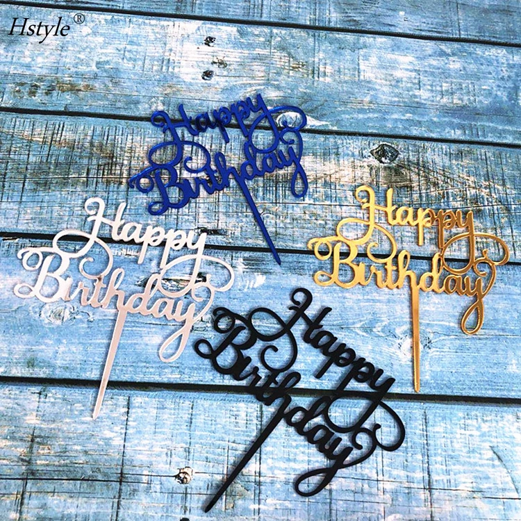 Happy Birthday Cake Toppers Colorful Cake Toothpick Decorations for ...